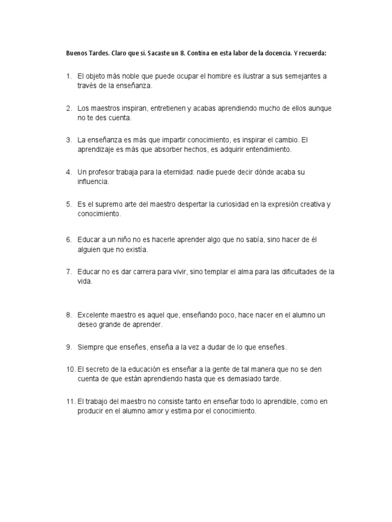 Frases Inspiradoras sobre Docencia | PDF | Enseñando | Aprendizaje