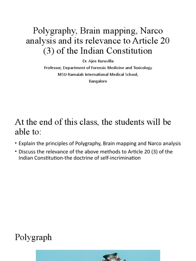 Forensic Techniques and Article 20(3) | PDF | Polygraph | Electroencephalography