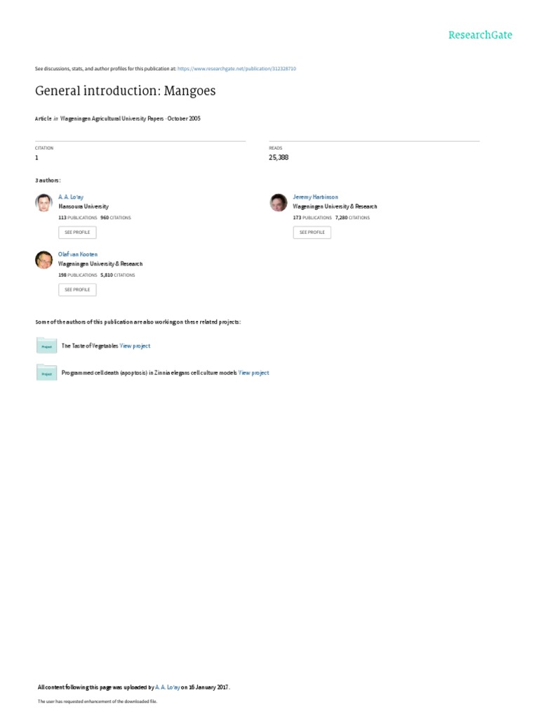 Mango Research Study | PDF | Postharvest | Mango