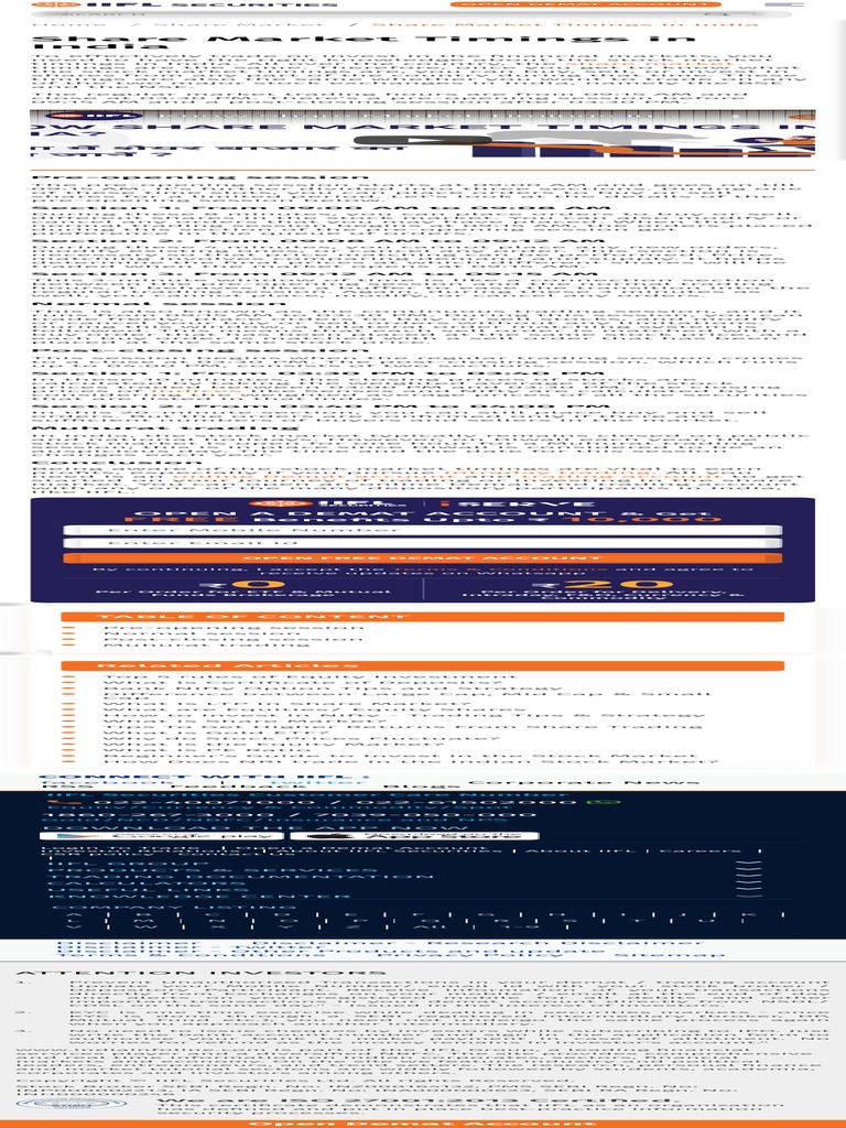 Share Market Timings - BSE & NSE Stock Market Tim | PDF | Stocks ...