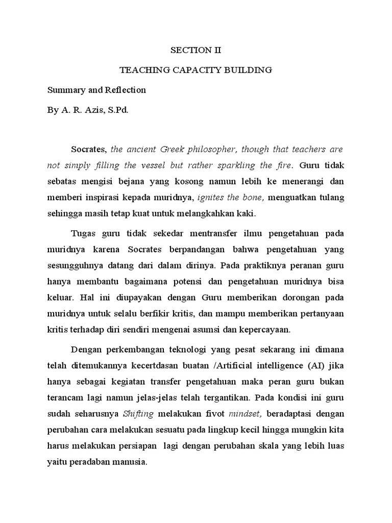 Refleksi ODPT II Lesson 1 - A.R.Azis | PDF