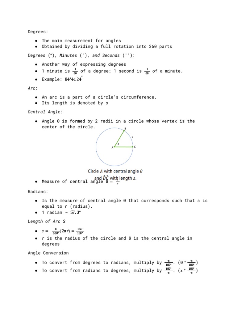 Angles and Trigonometry: Key Concepts and Formulas | PDF | Trigonometric Functions | Angle