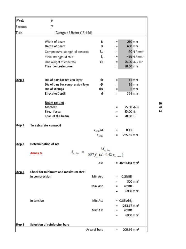 Design Of Beam Pdf Beam Structure Building Technology