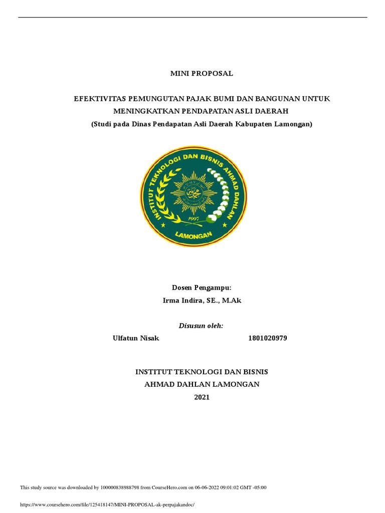 MINI PROPOSAL Ak Perpajakan | PDF