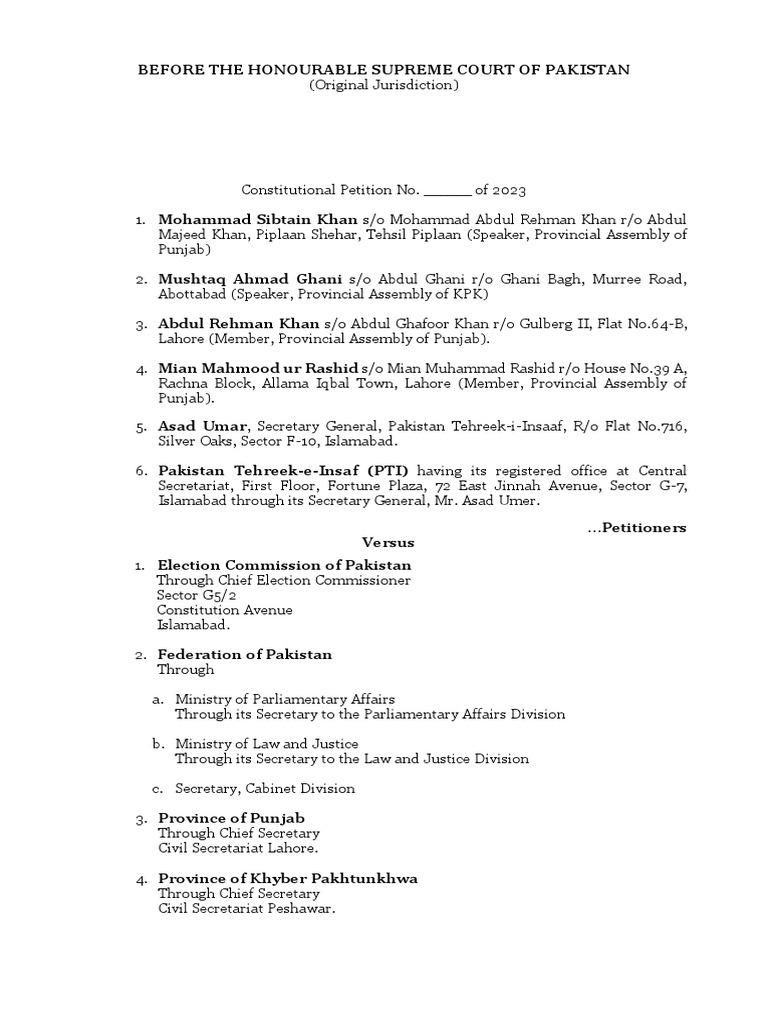 PTI Petition | Download Free PDF | Government Related Organizations ...