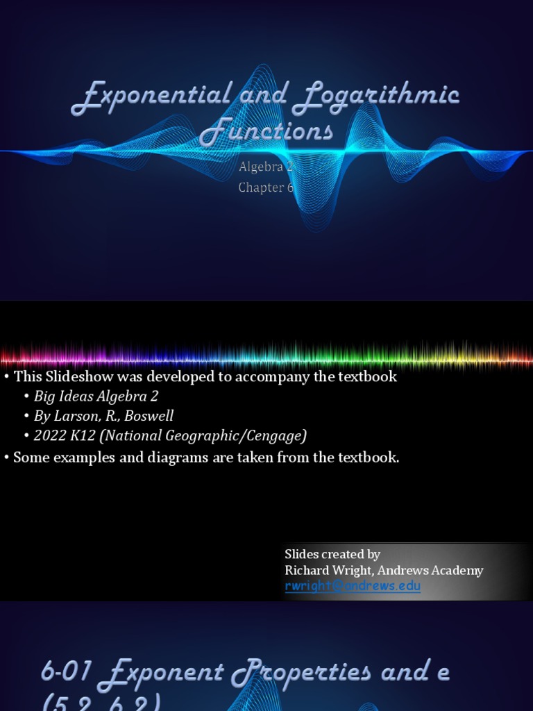 Algebra 2 06 Exponential and Logarithmic Functions 2 | PDF | Logarithm | Exponential Function