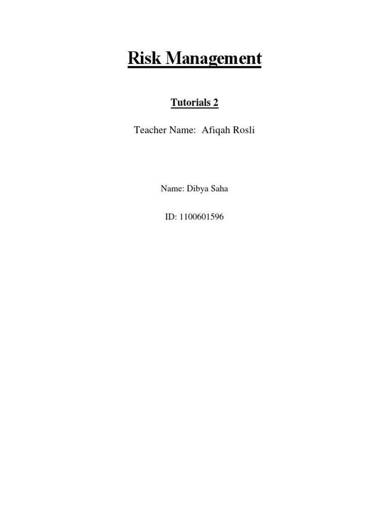 Risk Management Tutorial 2.0 | PDF | Risk | Risk Management