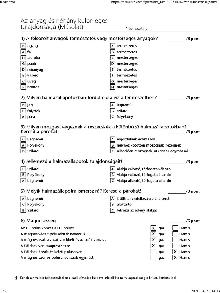 Anyag És Néhány Különleges Tulajdonsága | PDF