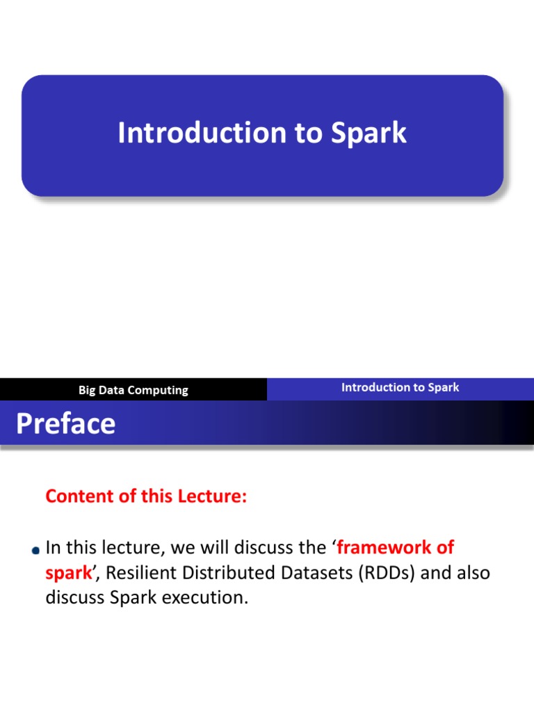 Introduction To Spark PDF | PDF | Apache Spark | Map Reduce