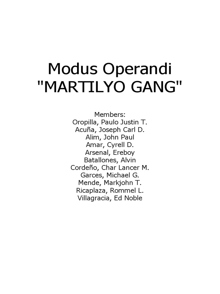 Modus Operandi | PDF | Crimes | Crime & Violence