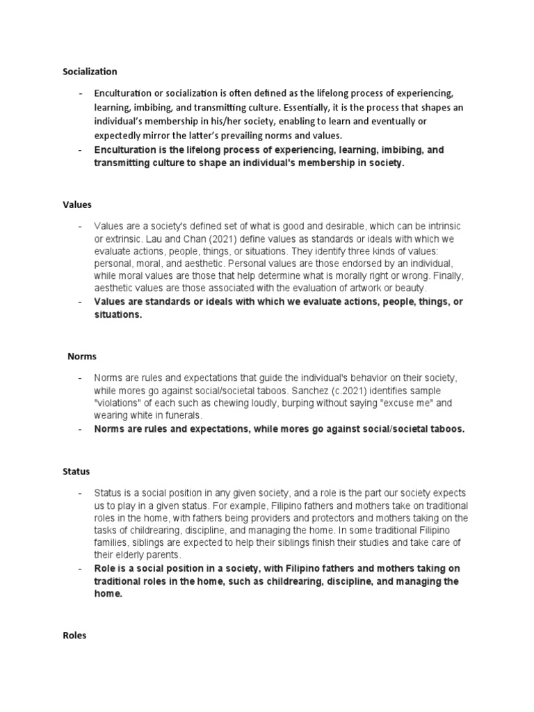 Socialization: Culture, Values, Norms | PDF | Socialization | Learning