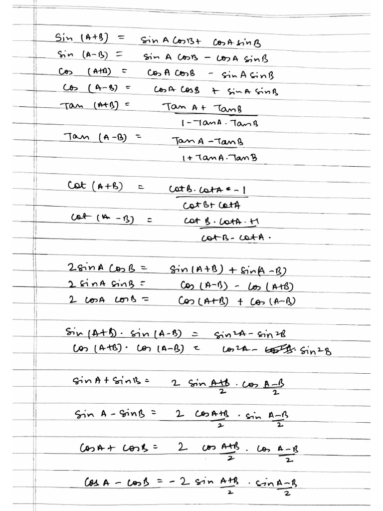 Trigonometry Formulae PDF | PDF