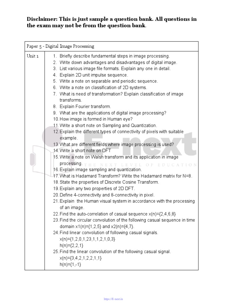 DIP IMP QB (E-Next - In) | PDF | Data Compression | Image Segmentation