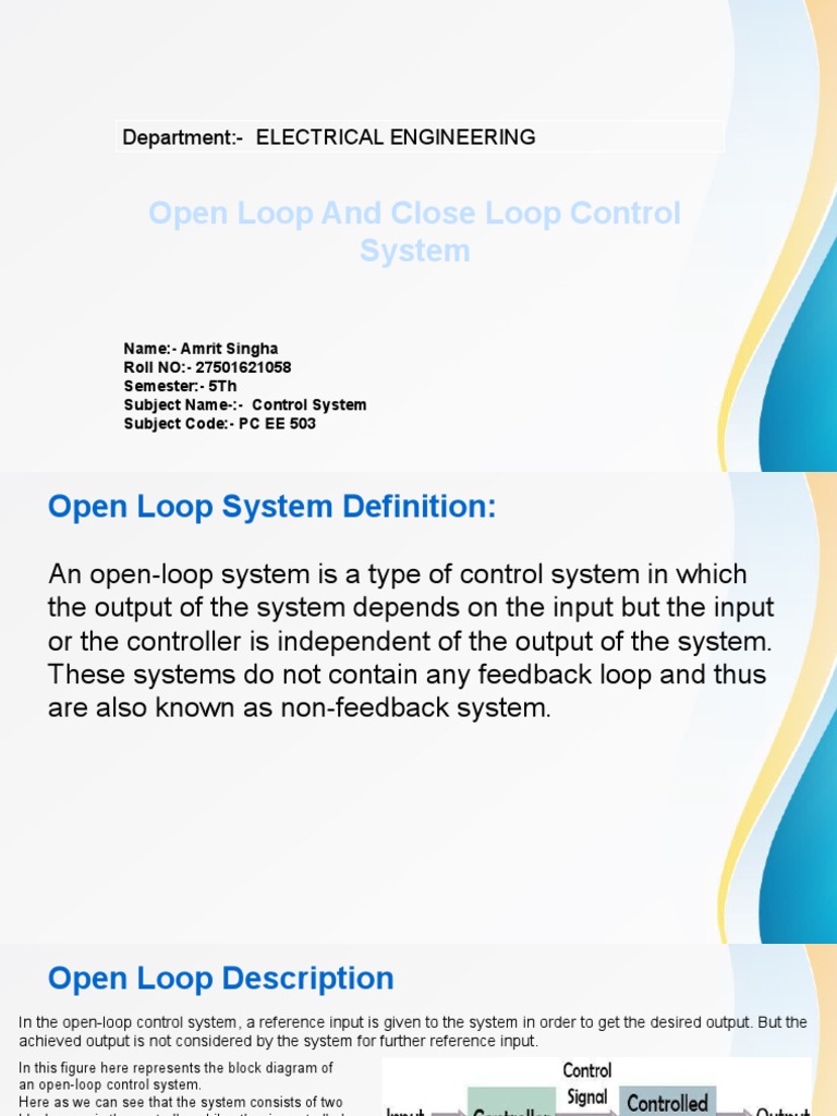Open Loop and Close Loop Control System | PDF | Control Theory | Feedback Open Loop and Close Loop Control System | PDF | Control Theory | Feedback