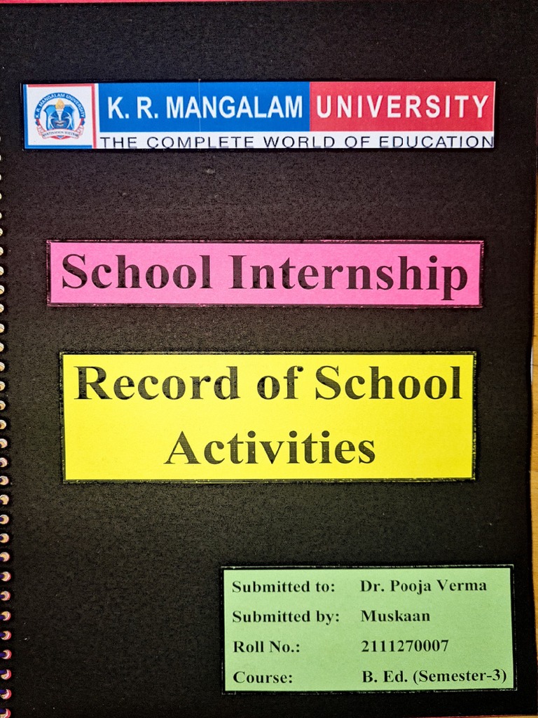 Internship - Record of School Activities | PDF