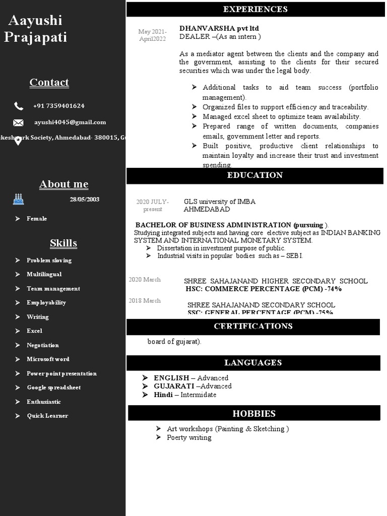 Aayushi Cv Pdf