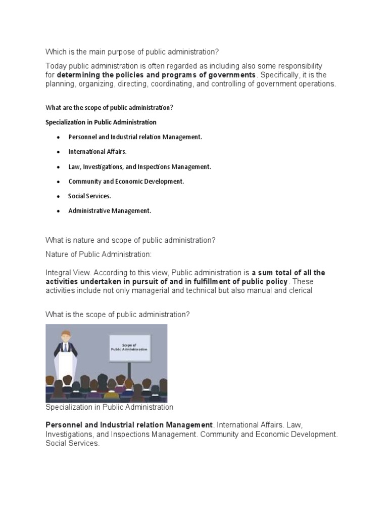 Which Is The Main Purpose of Public Administration | PDF | Public ...