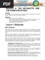 Netiquette Lesson Plan | PDF | Etiquette | Educational Technology