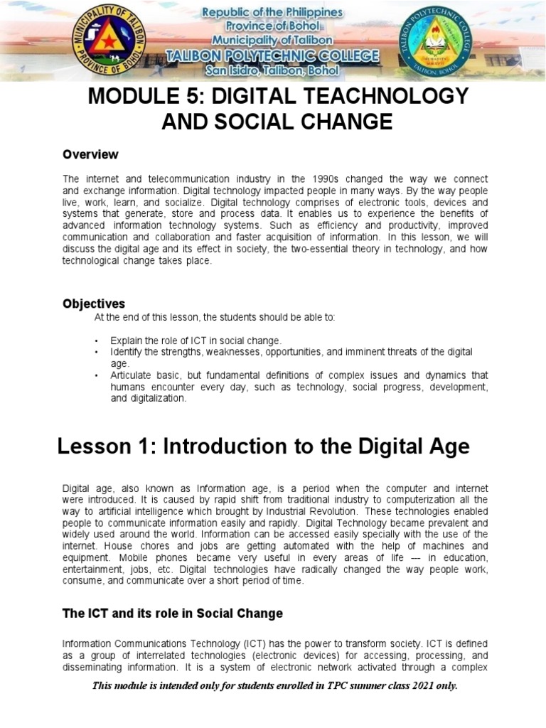 Tech 1 Module 5 | PDF | Educational Technology | Automation