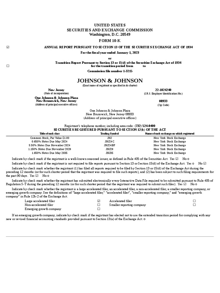 Johnson & Johnson 10K 2022 PDF | PDF | Food And Drug Administration ...