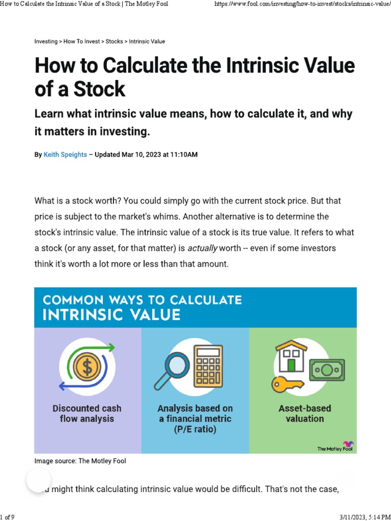 How To Calculate The Intrinsic Value of A Stock - The Motley | PDF