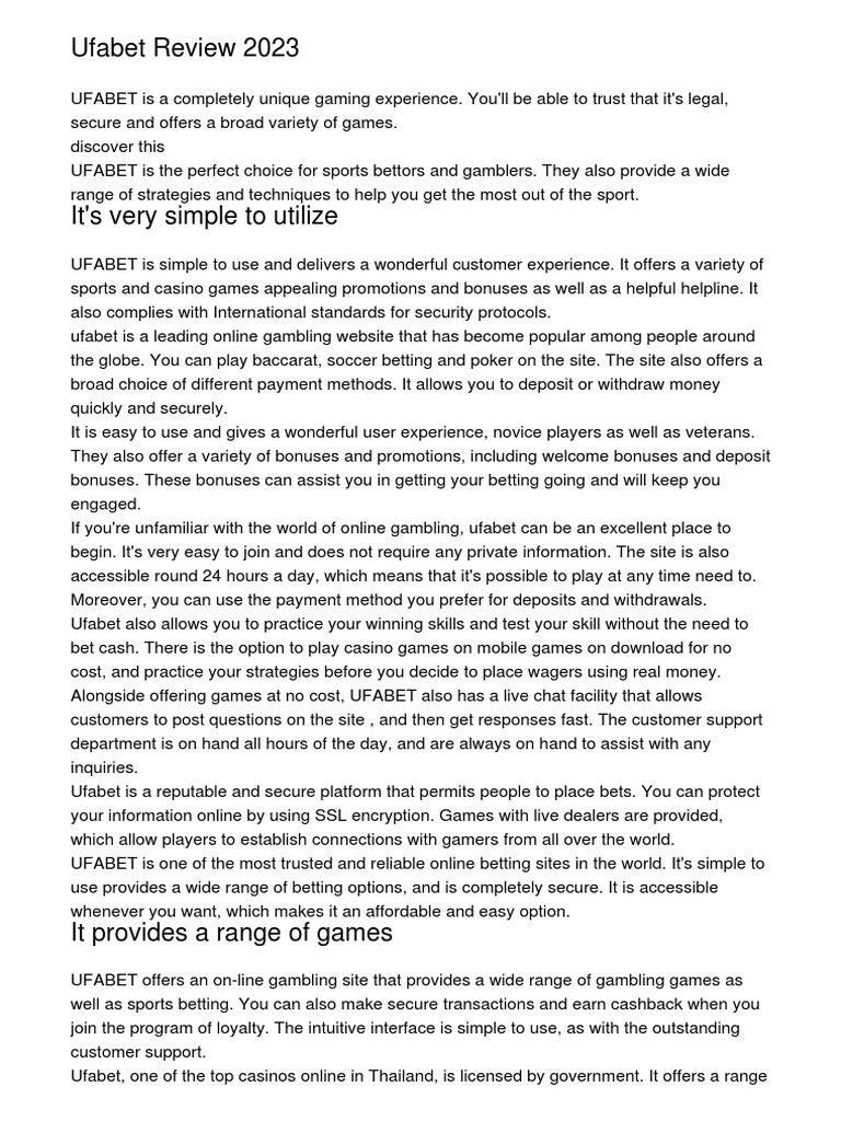 Ufabet Review 2023woqeg PDF | PDF | Gambling | Gaming