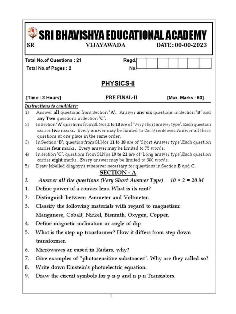 SR Inter - Phy - 4 | PDF | Rectifier | Waves