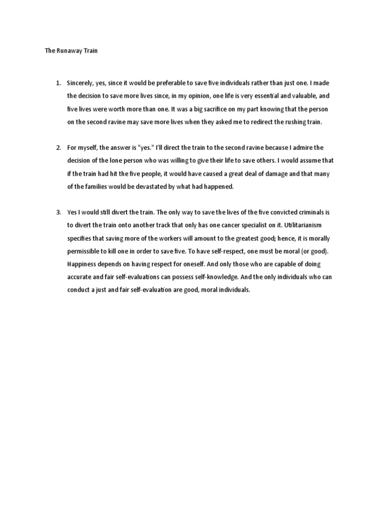 The Trolley Problem: Diverting a Runaway Train to Save More Lives | PDF