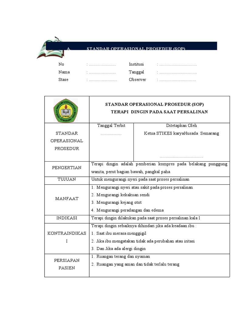 STANDAR OPERASIONAL PROSEDUR Cold Therapy | PDF