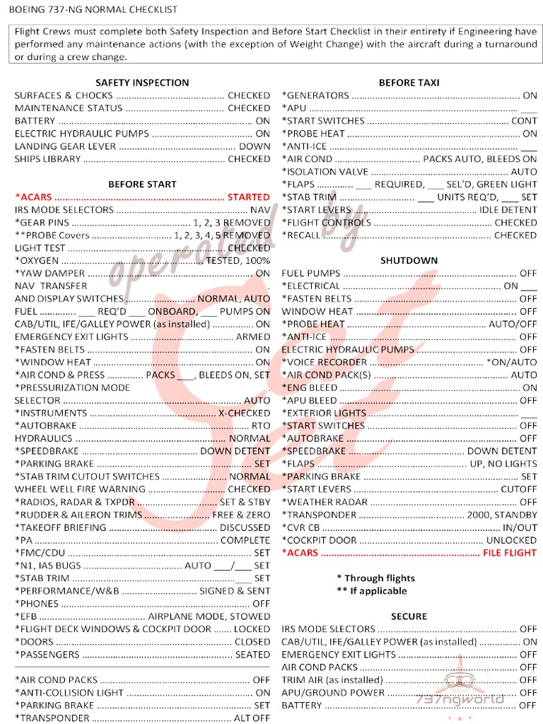 BOEING - 737 - CHECKLIST - v3 (1) NP | PDF