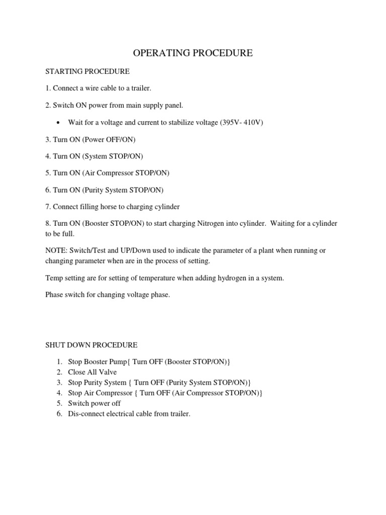 Manual For Starting Plant | PDF | Nitrogen | Valve