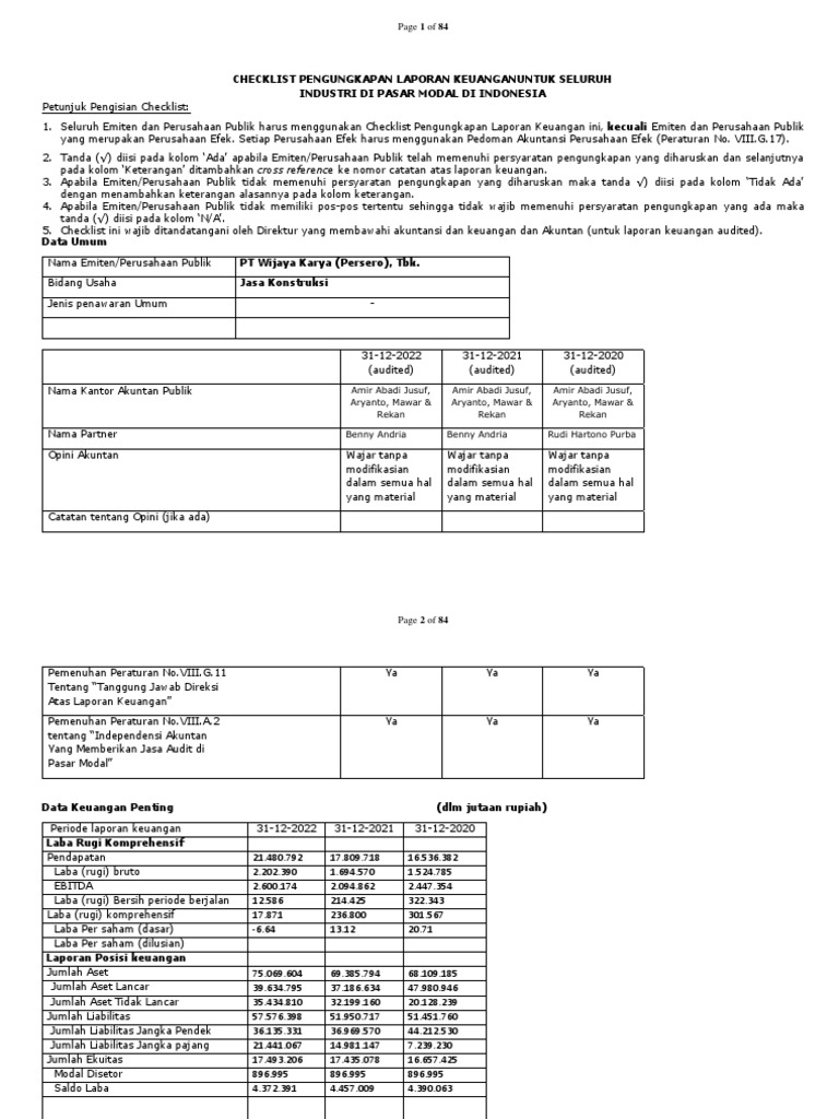 Checklist LK 31 Dec 2022 PDF | PDF