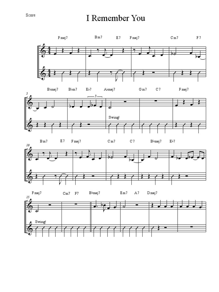 I Remember You - Lead Sheet | PDF