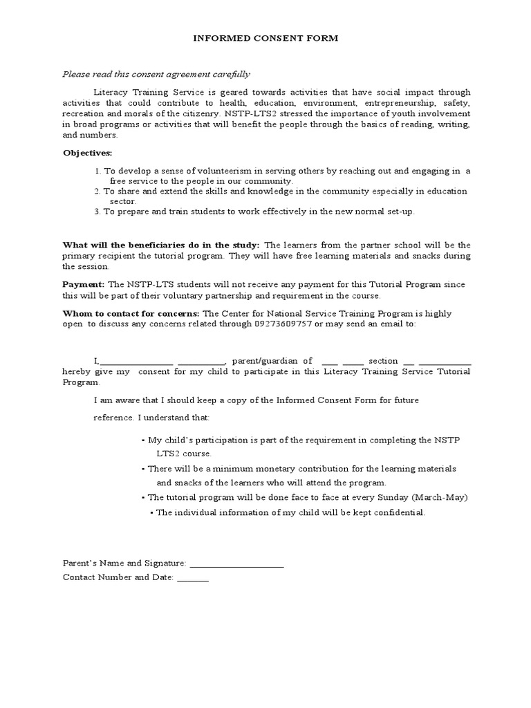 Parents Consent | PDF | Learning | Informed Consent