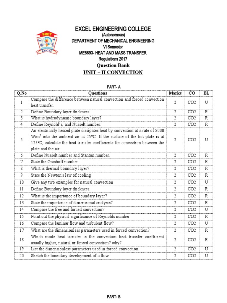 Heat and Mass Transfer Question Bank | PDF | Boundary Layer | Heat Transfer