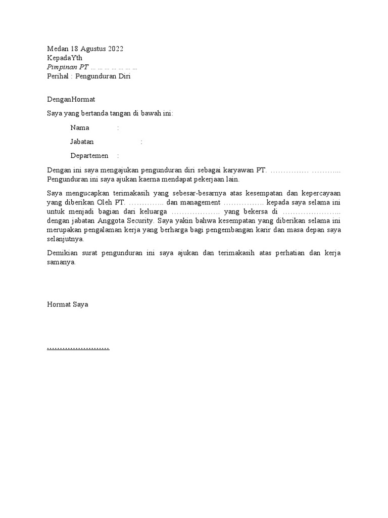 Surat Pengunduran Diri | PDF