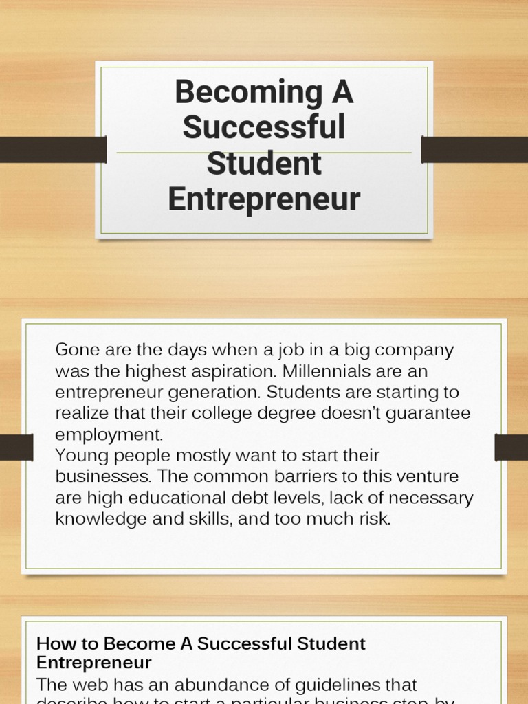 Becoming A Successful Student Entrepreneur | PDF | Entrepreneurship ...