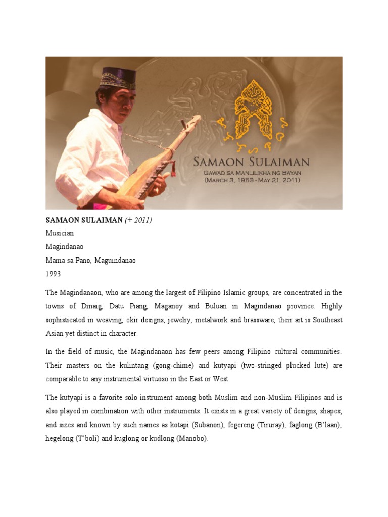 The Revered Kutyapi Master: Samaon Sulaiman's Lifelong Dedication to ...