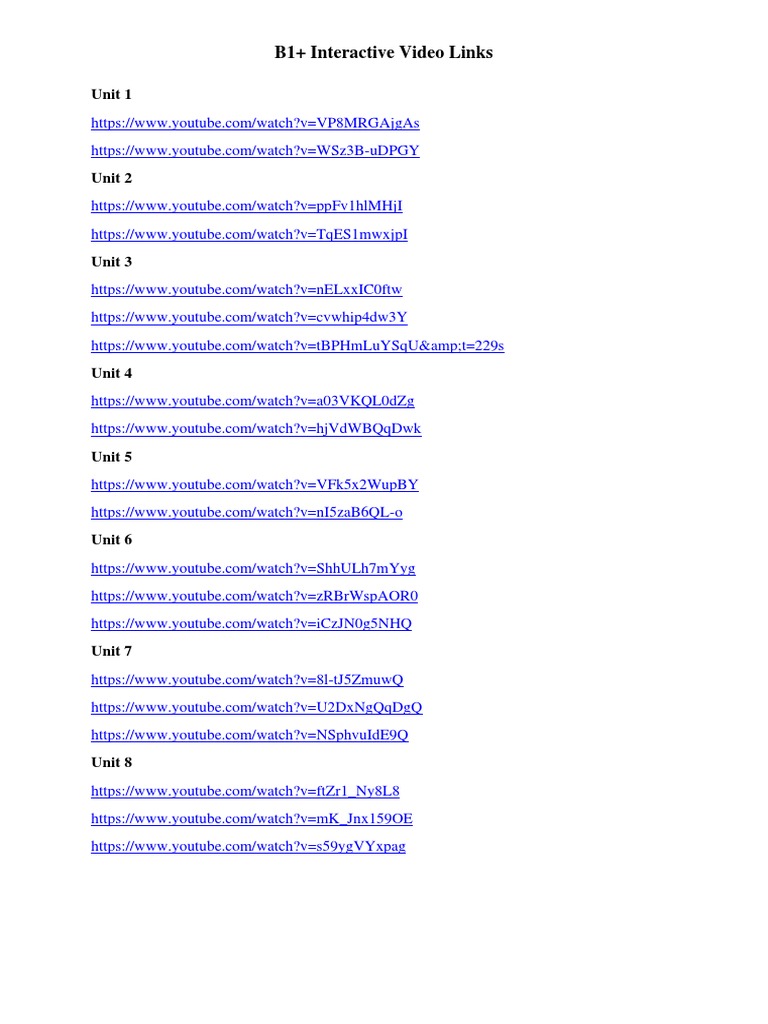 B1+ Interactive Video Links Guide | PDF