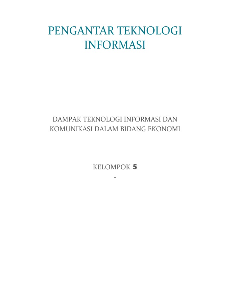 Dampak Teknologi Informasi Dan Komunikasi Dalam Bidang Ekonomi | PDF | Politik | Komputer