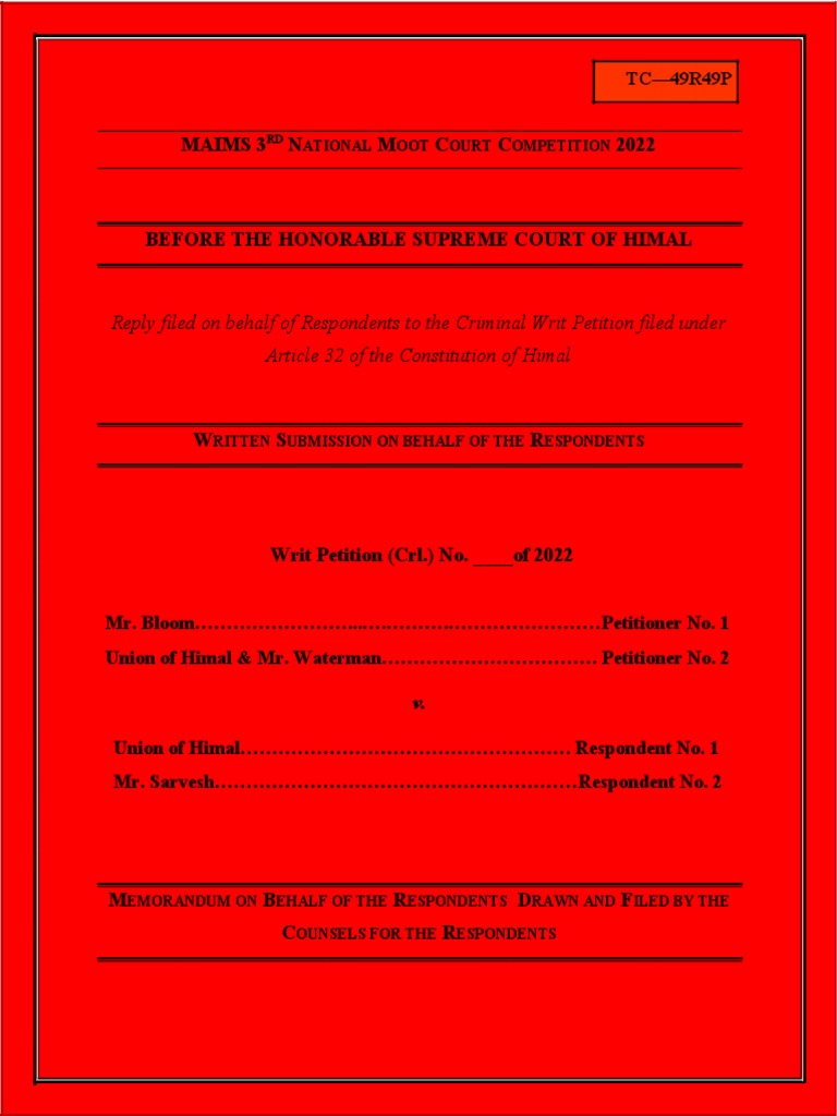 Reply Filed On Behalf of Respondents To The Criminal Writ Petition ...