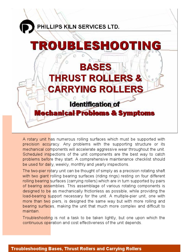Kiln Troubleshooting Bases Pdf Bearing Mechanical Gear