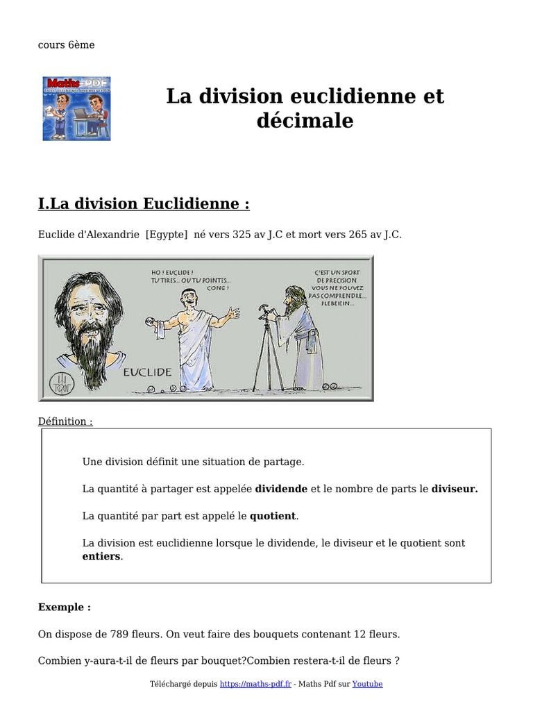 La division euclidienne en 5ème | PDF | Division | Théorie des nombres