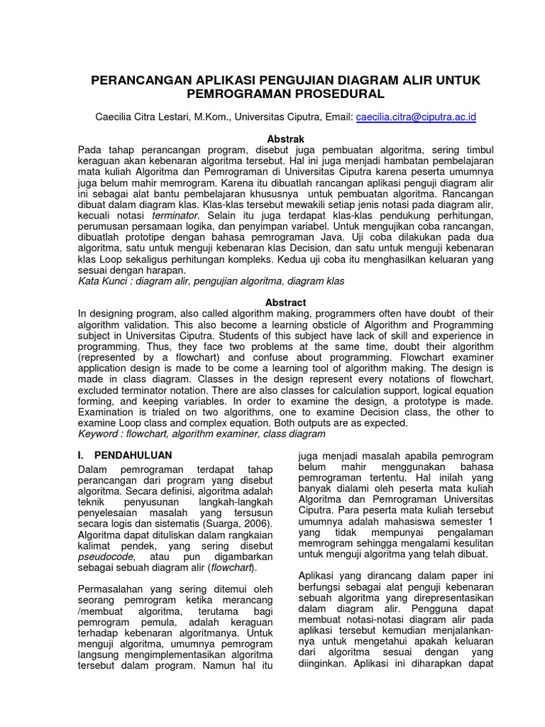 Perancangan Aplikasi Pengujian Diagram Alir Untuk Pemrograman Prosedural | PDF