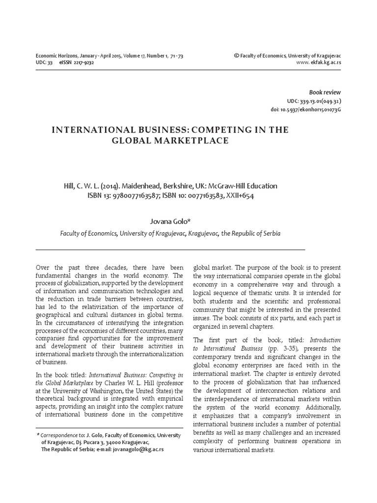 Hill C W L International Business Compet | PDF | Foreign Exchange Market | Globalization