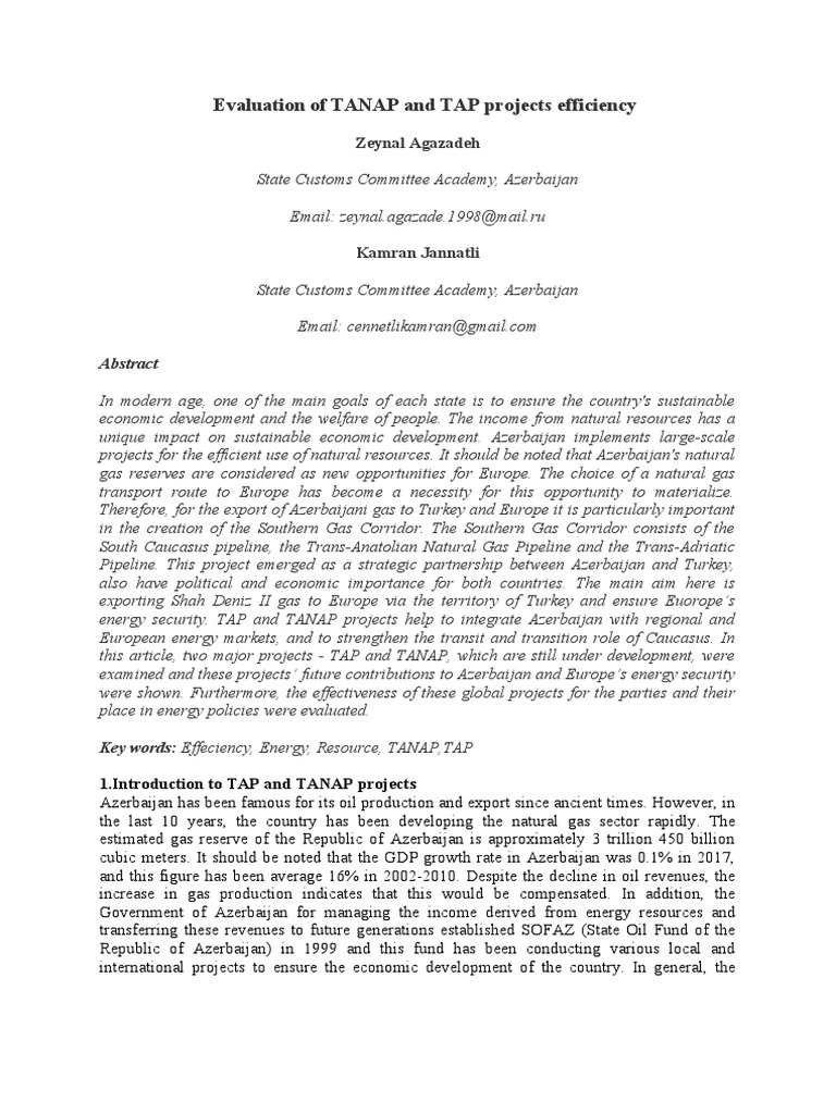 Evaluation of Tanap and Tap Projects Efficiency | PDF | Errors And ...