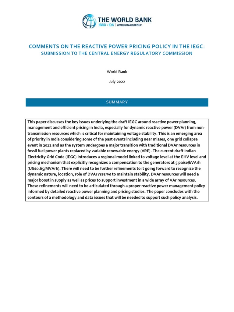 World Bank Energy - Reactive | PDF | Electric Power Transmission | Electrical Grid