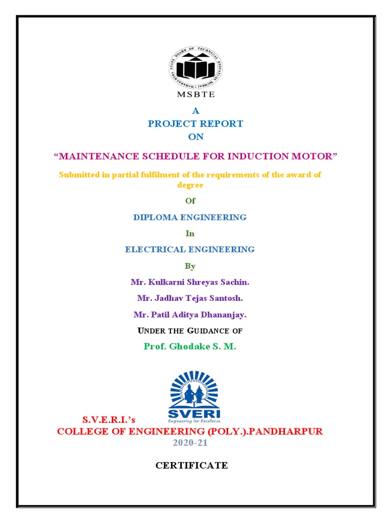 Maintenance Schedule For Induction Motor Microproject Report | PDF ...