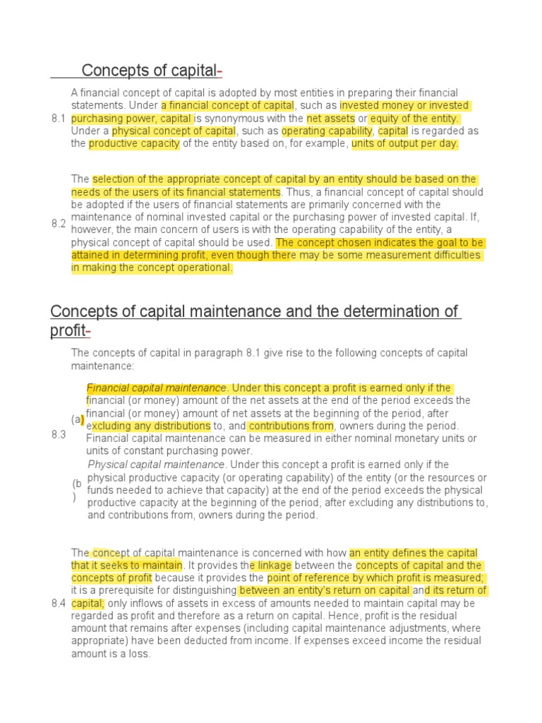 Chapter 8 (Concept of Capital and C Maintainance) PDF | PDF | Financial Capital | Historical Cost