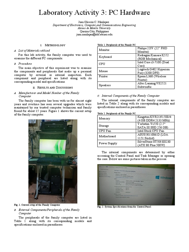 PC Hardware Examination Lab Activity | PDF | Personal Computers ...